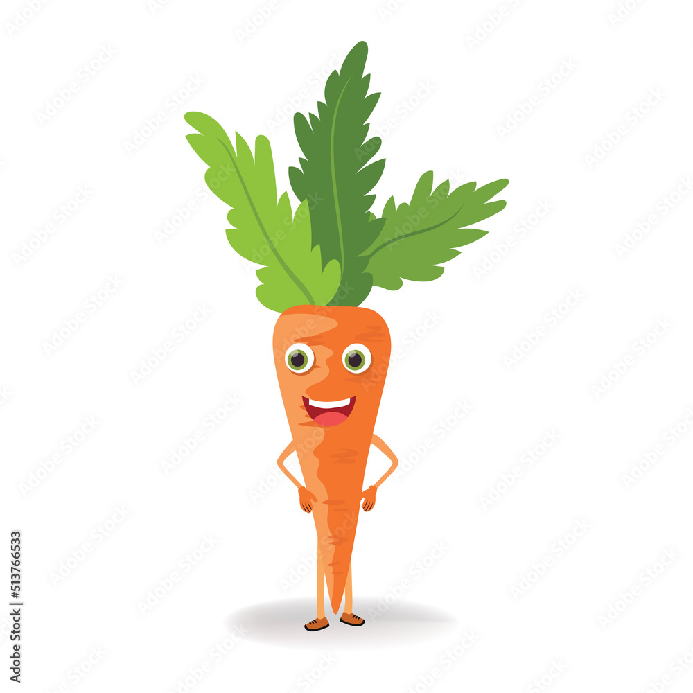 Carrot character with funny cartoon smiling. Semi-realistic Carrot ...