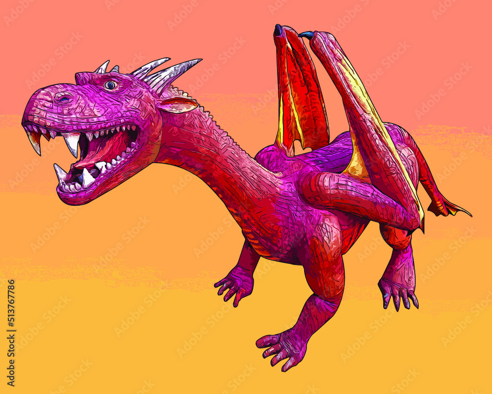 cute pink dragon Stock Vector | Adobe Stock