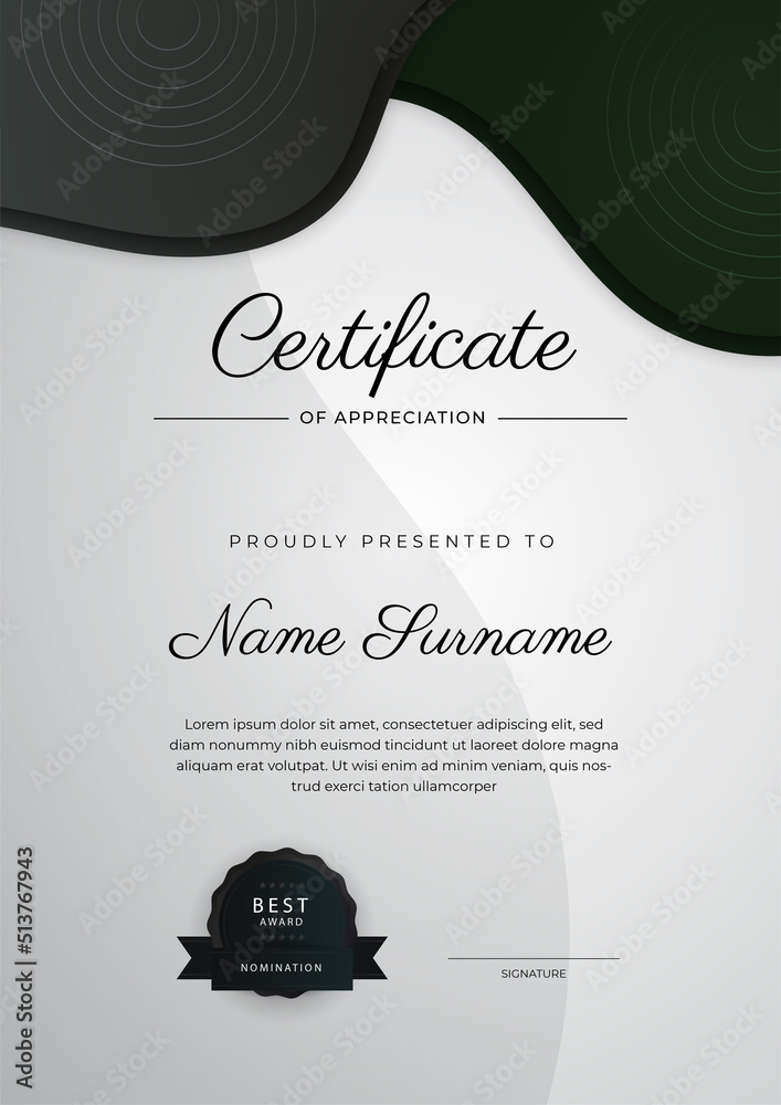 Modern elegant black and red certificate of achievement template with ...