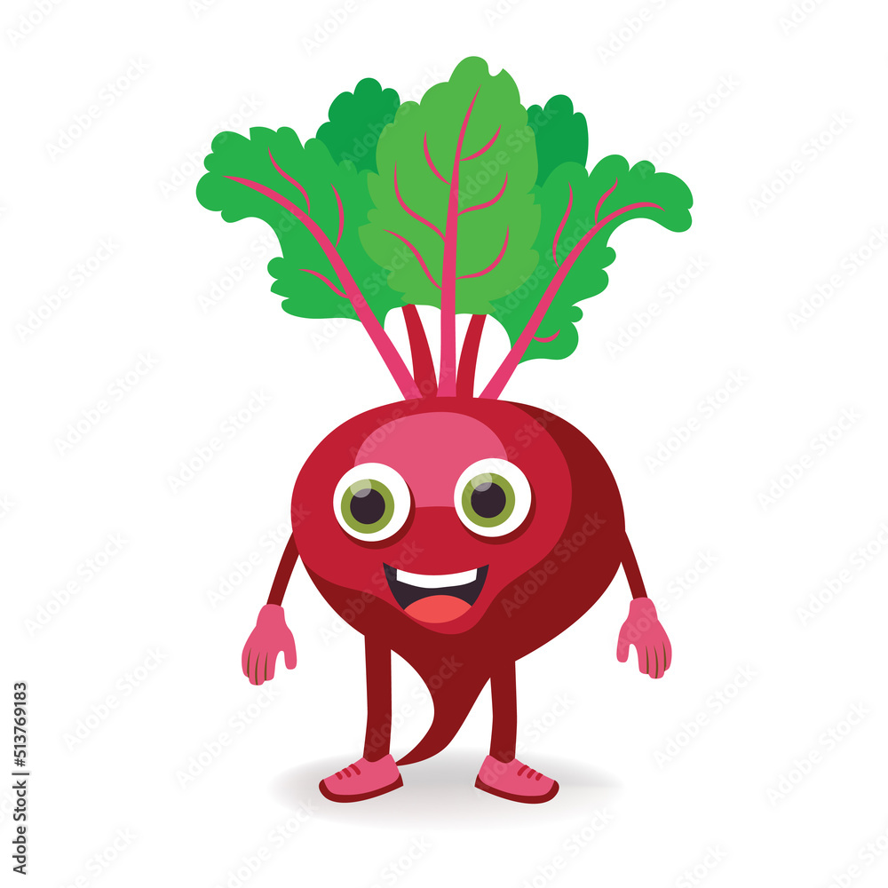 beetroot character with funny cartoon smiling. Semi-realistic beetroot ...
