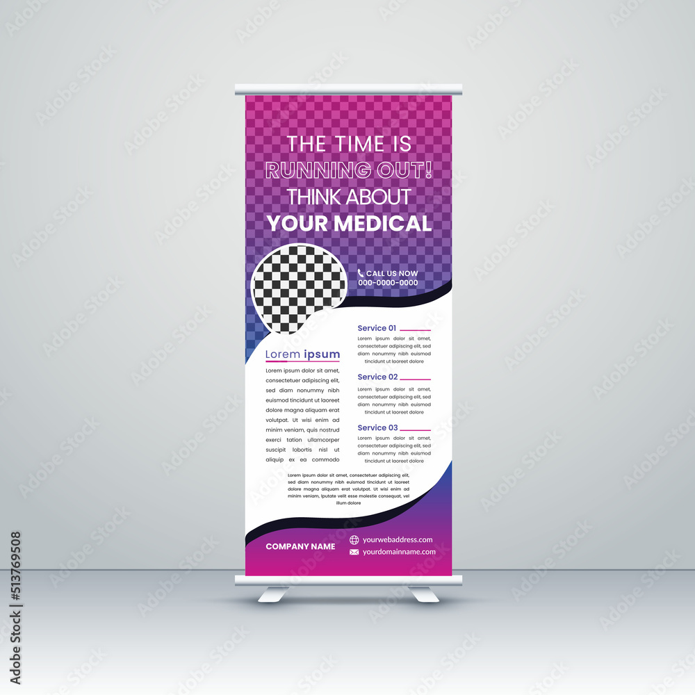 Healthcare and medical roll-up banner design template, Universal stand ...