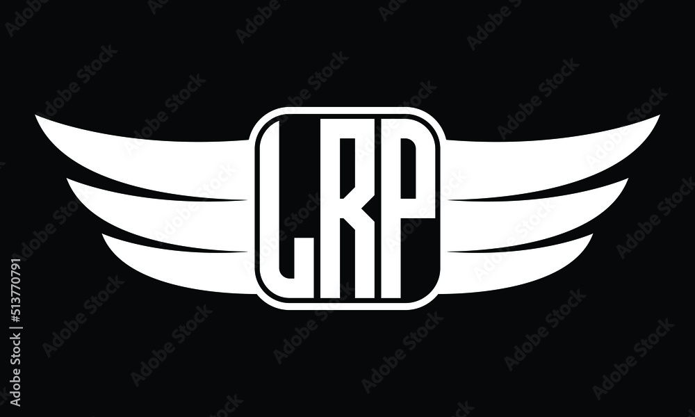 LRP three Letter Wings Flying Initial wing symbol minimalist creative ...