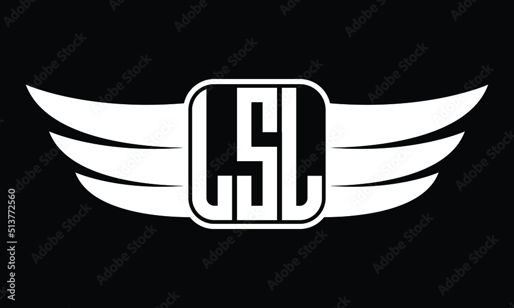 LSL three Letter Wings Flying Initial wing symbol minimalist creative ...