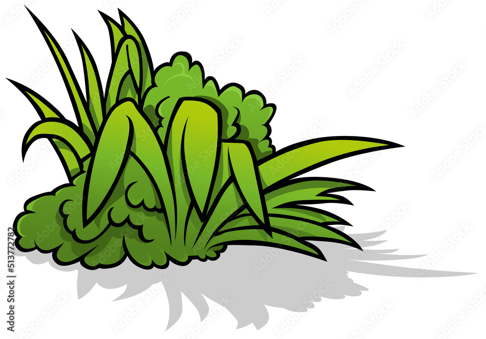 Group of Green Grasses - Colored Cartoon Illustration Isolated on White ...