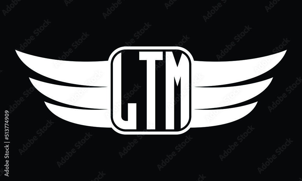 Vetor de LTM three Letter Wings Flying Initial wing symbol minimalist ...