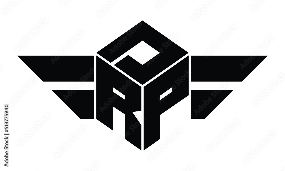 DRP three letter gaming logo in polygon cube shape logo design vector ...