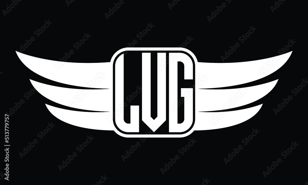 LVG three Letter Wings Flying Initial wing symbol minimalist creative ...