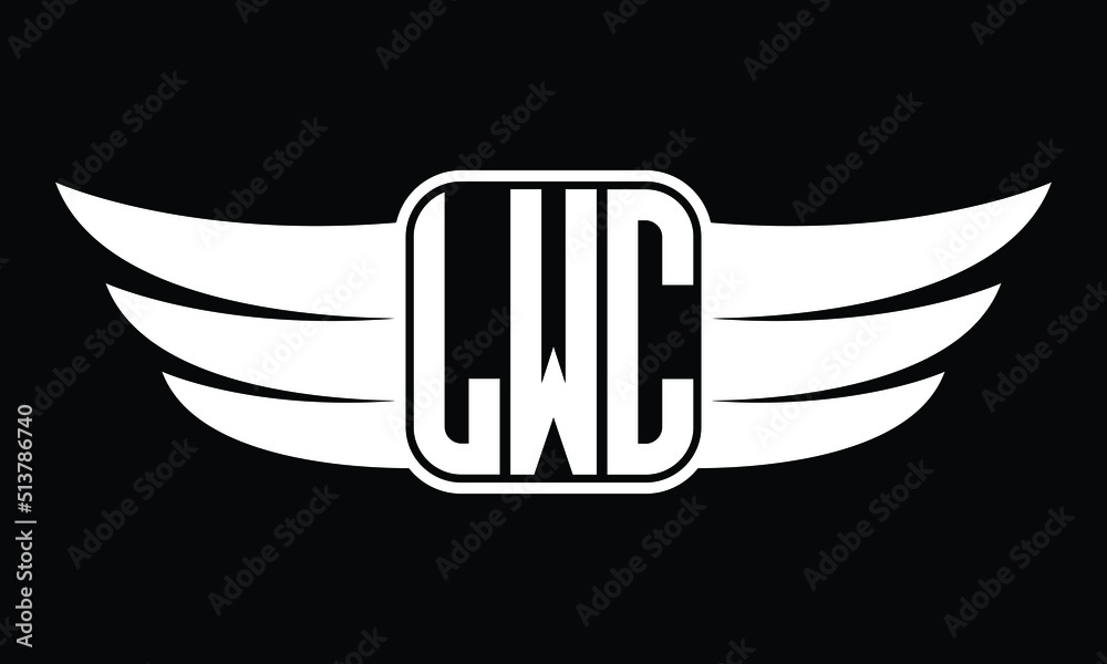 LWC three Letter Wings Flying Initial wing symbol minimalist creative ...