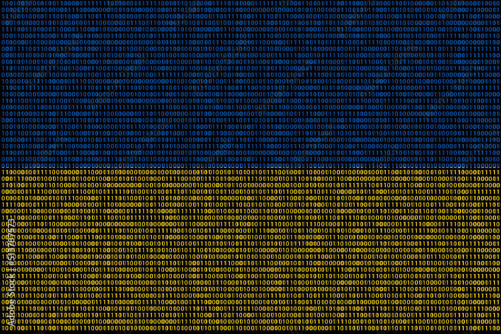 Ukraine flag superimposed on duplicate computer code that permeates ...