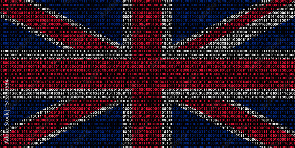 United Kingdom flag superimposed on duplicate computer code that ...