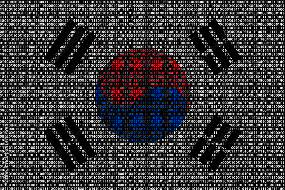 South Korea flag superimposed on duplicate computer code that permeates ...