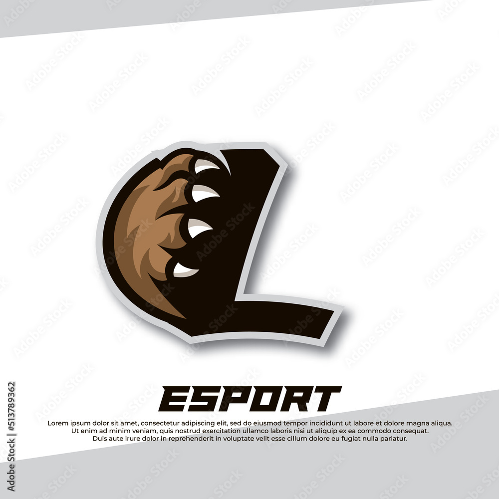 Claw esport logo letter L, Tiger esport logo, Bear claw esport, Fox ...