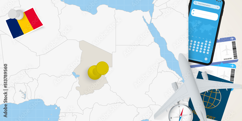 Poster Travel to Chad concept, map with pin on map of Chad – Wall Art ...