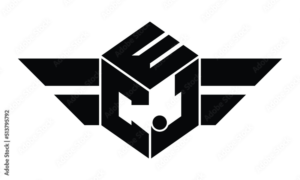 ECJ three letter gaming logo in polygon cube shape logo design vector ...
