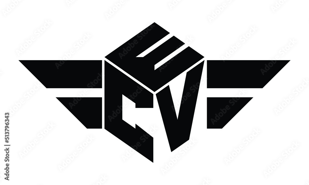 ECV three letter gaming logo in polygon cube shape logo design vector ...