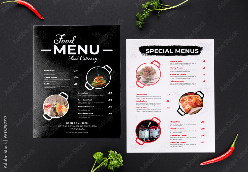 Restaurant Food Menu Layout Stock Template | Adobe Stock