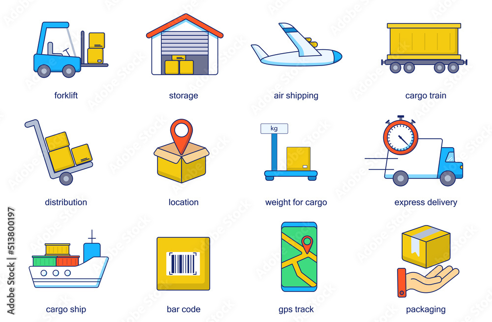 Shipping concept line icons set. Pack outline pictograms of delivery ...