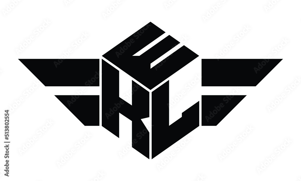EKL three letter gaming logo in polygon cube shape logo design vector ...
