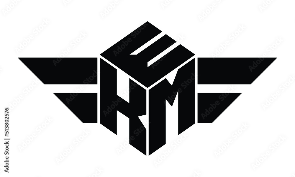EKM three letter gaming logo in polygon cube shape logo design vector ...