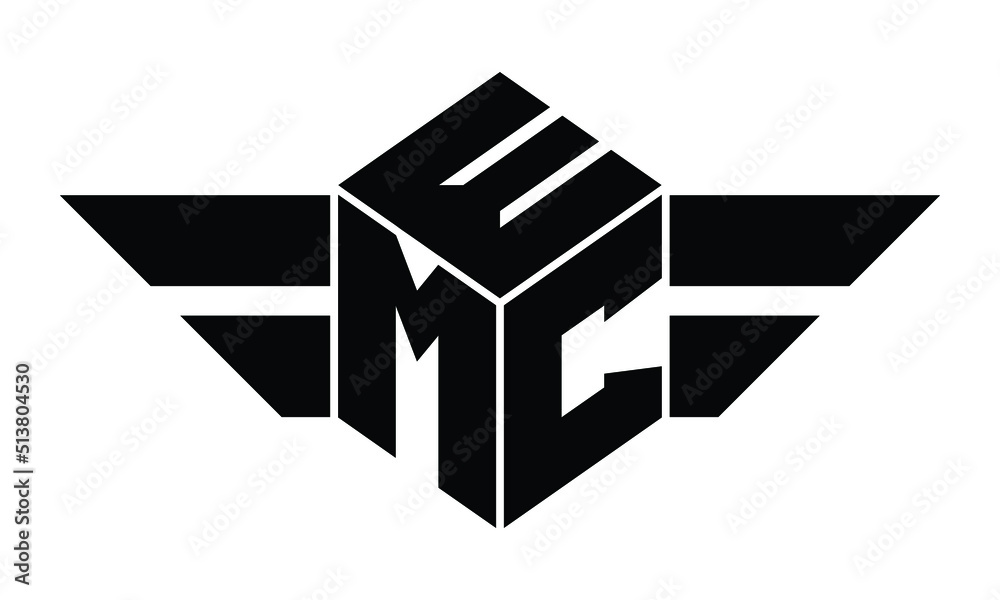 EMC three letter gaming logo in polygon cube shape logo design vector ...