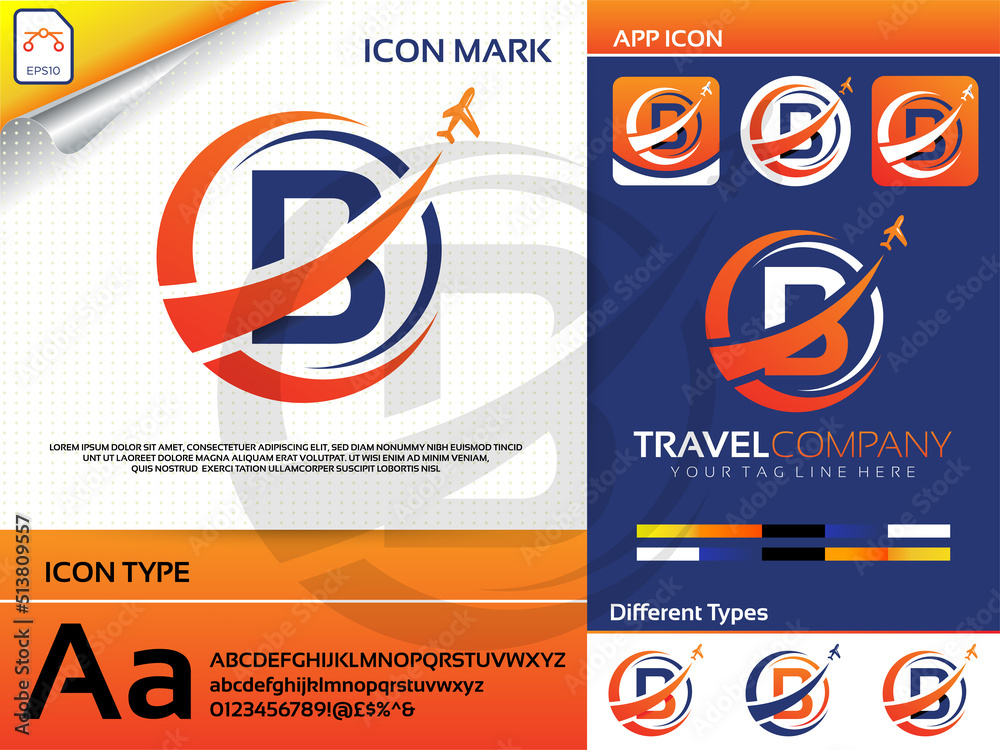 Letter b travel logo Premium Vector Stock Vector | Adobe Stock