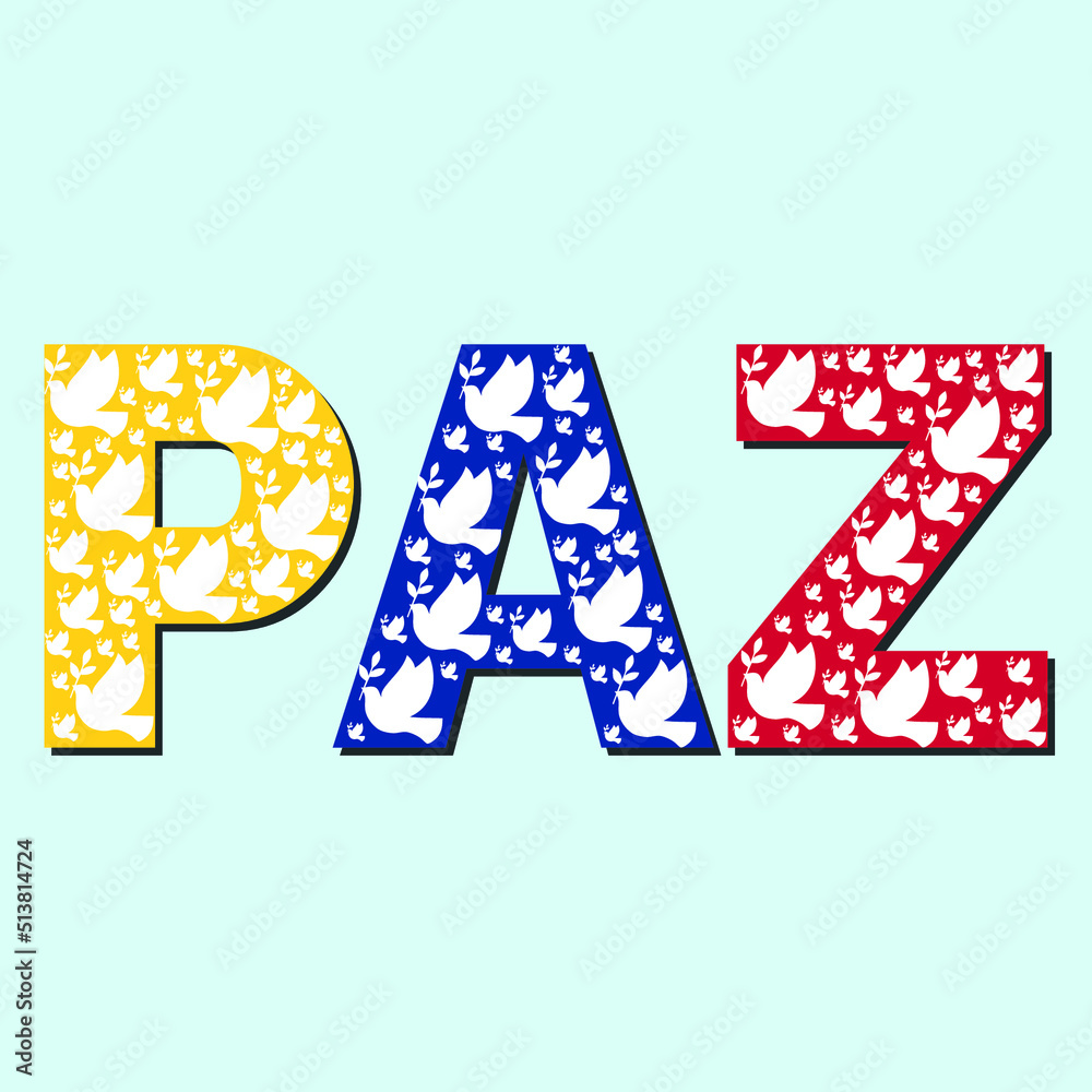 Texto vector Paz colores bandera de Colombia Stock Vector | Adobe Stock