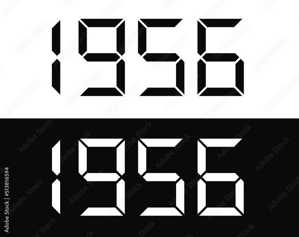 Poster Year 1956 black and white digital numbers font. – Wall Art ...