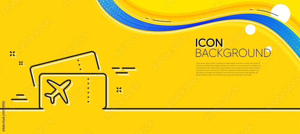 Boarding pass line icon. Abstract yellow background. Airplane tickets ...