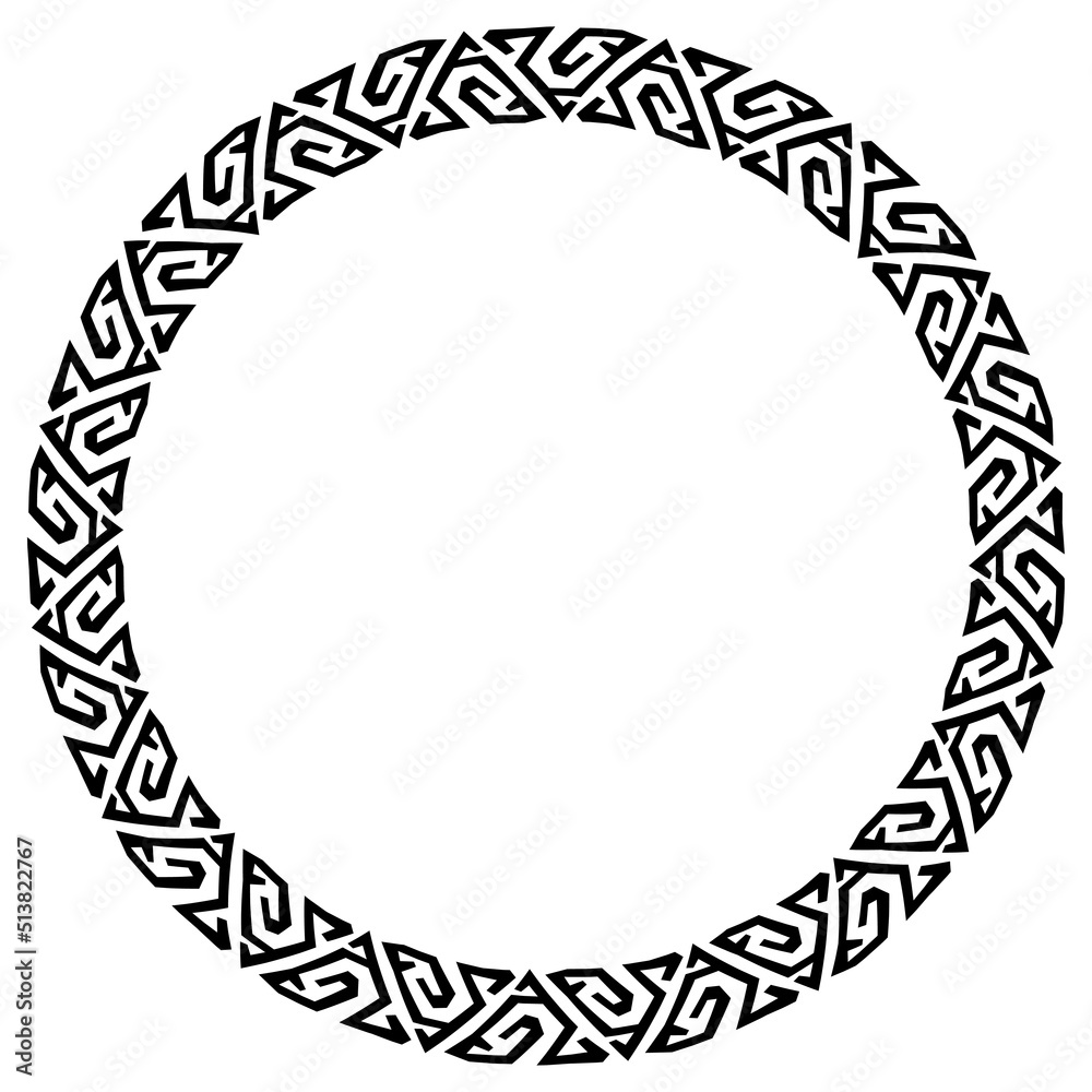 Wide round frame with ethnic pattern. Tribal decorative isolated ...
