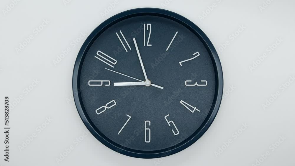 Dark Blue Wall Clock With A White Arrows And White Second Hand Of Time ...