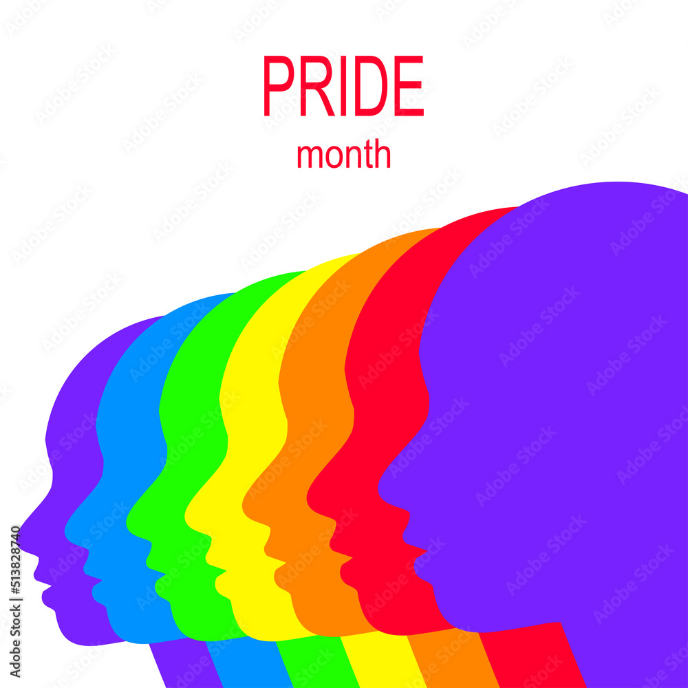 Abstract rainbow shape -human head. LGBTQ Pride banner. Love is love ...