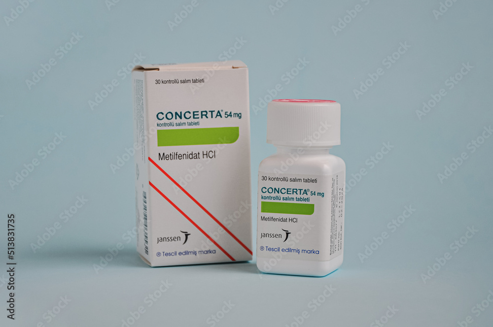 Istanbul, Turkey - June 28 2022: 54 mg of Concerta (Methylphenidate ...