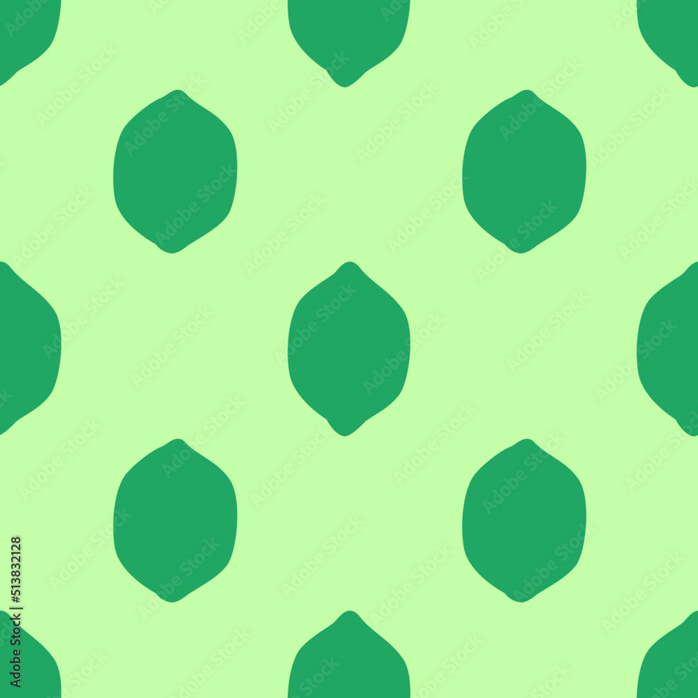 Green Lime Seamless Pattern, in Flat Design Style. Hand Drawn Cartoon ...