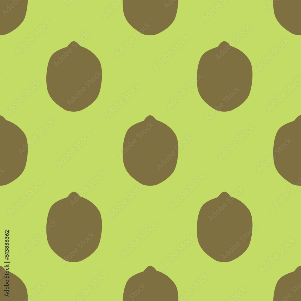 Brown Kiwi Fruit Seamless Pattern, in Flat Design Style. Hand Drawn ...