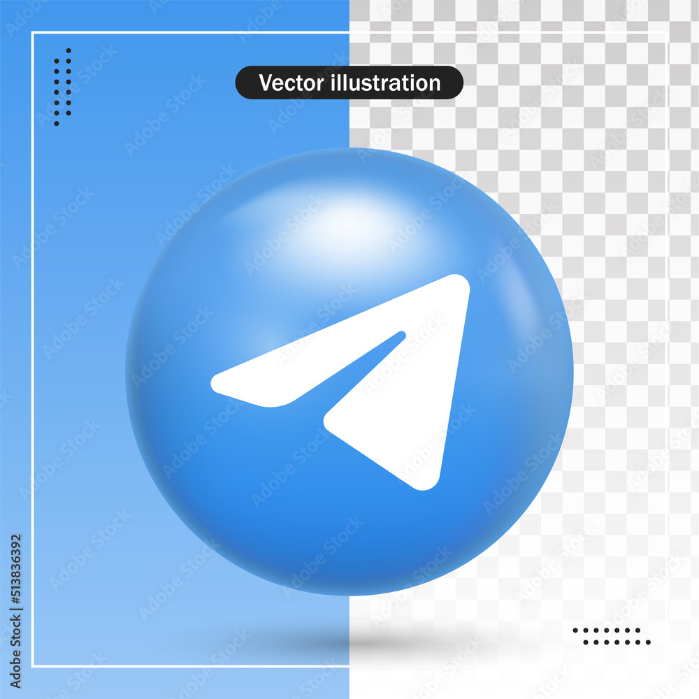 3d Telegram Logo Telegram Icon Telegram Circle Button Modern 3d Telegram Social Media Icons