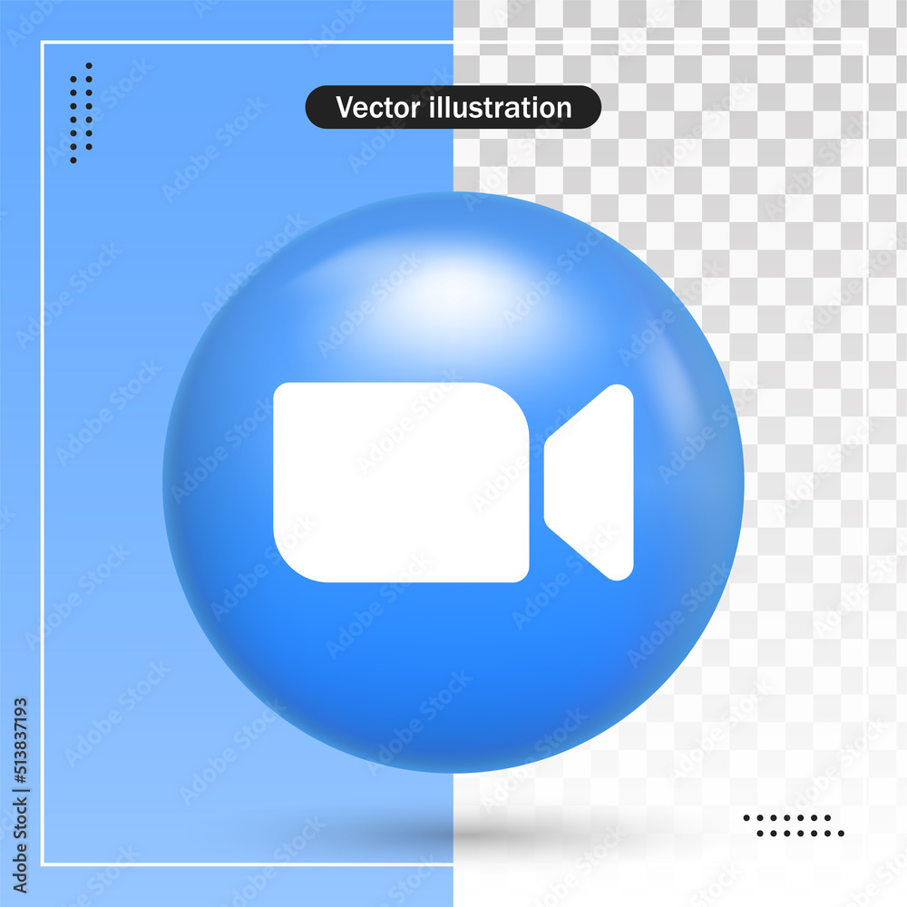3d zoom meeting logo, zoom meeting icon, zoom.us circle button modern ...