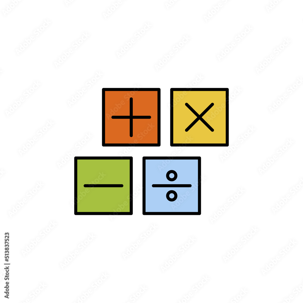 calculator, mathematic, symbols line illustration. element of education ...