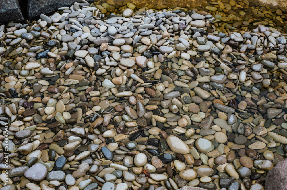 construction of big round garden Alpine slide with stones and dwarf ...
