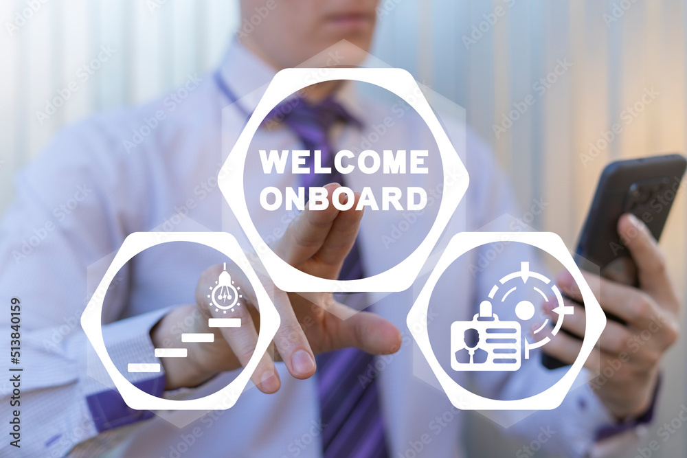 Welcome onboard business concept. Onboarding Management New Employee ...