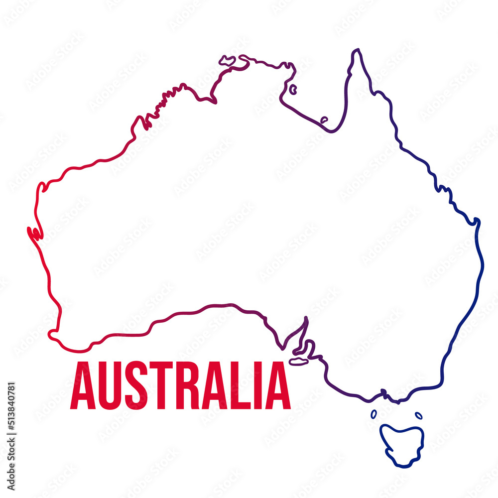 Australia gradient outline map isolated Stock Vector | Adobe Stock