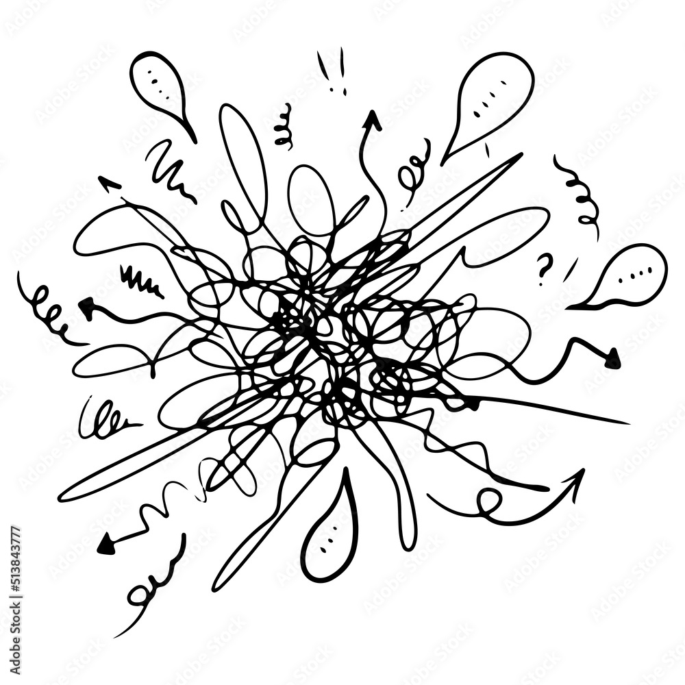 doodle icon Mental disorder, finding answers, confusion concept. hand ...