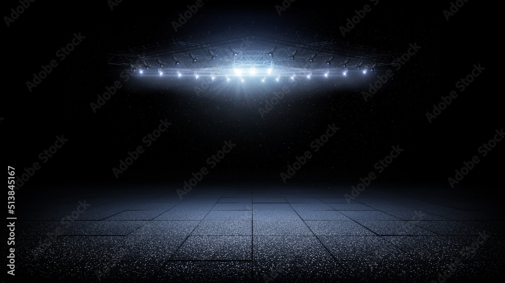 Sidewalk Tiles. Stage with spotlights. Empty space background ...