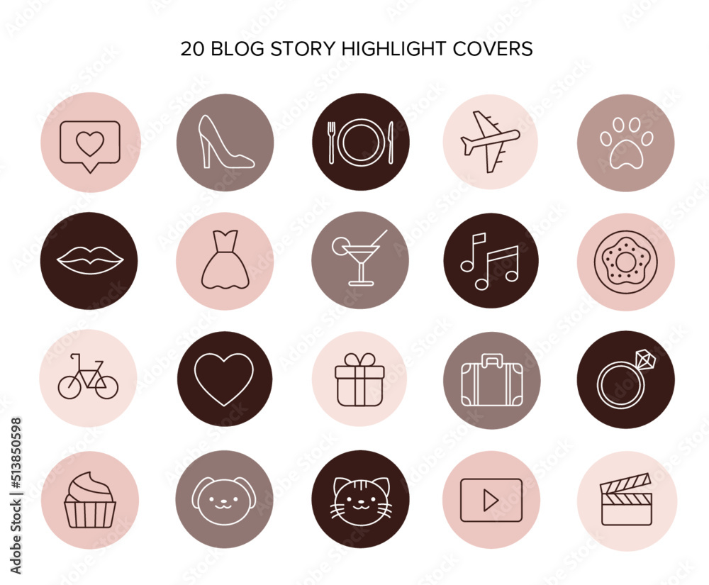Modern large set of highlights covers Icons in a circle on a white ...