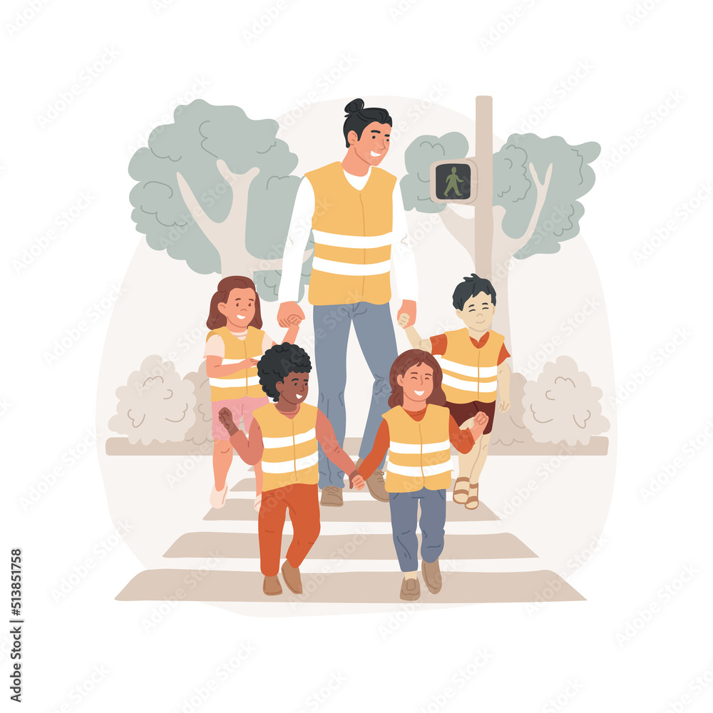Wearing a safety west isolated cartoon vector illustration. Kids going ...