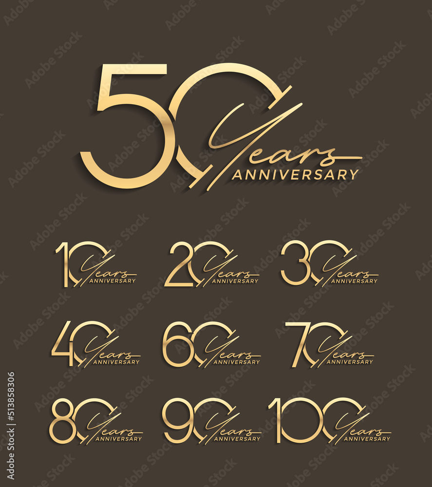 set of anniversary premium golden color on brown background for special ...