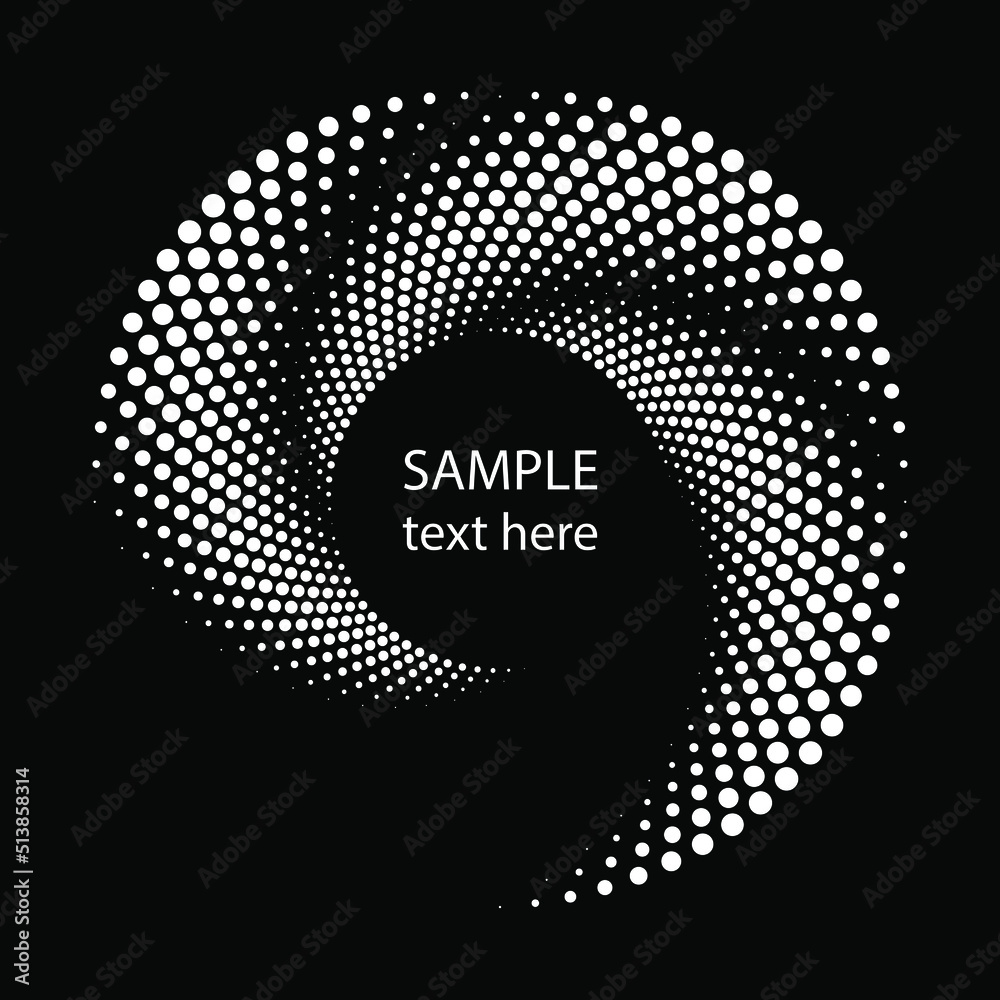 Abstract white halftone dots in circle form. Geometric art. Trendy ...