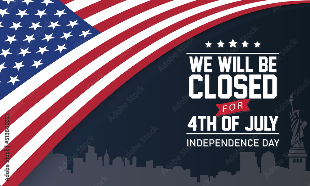 USA Close Sign Background. American Day Background with Liberty Statue ...