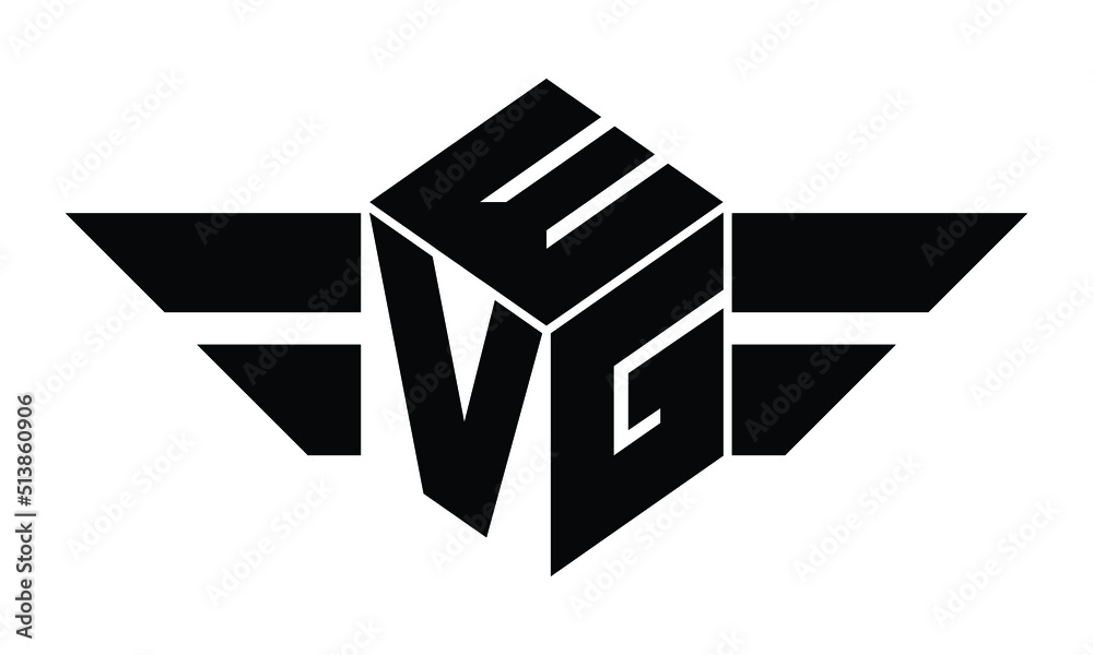 EVG three letter gaming logo in polygon cube shape logo design vector ...