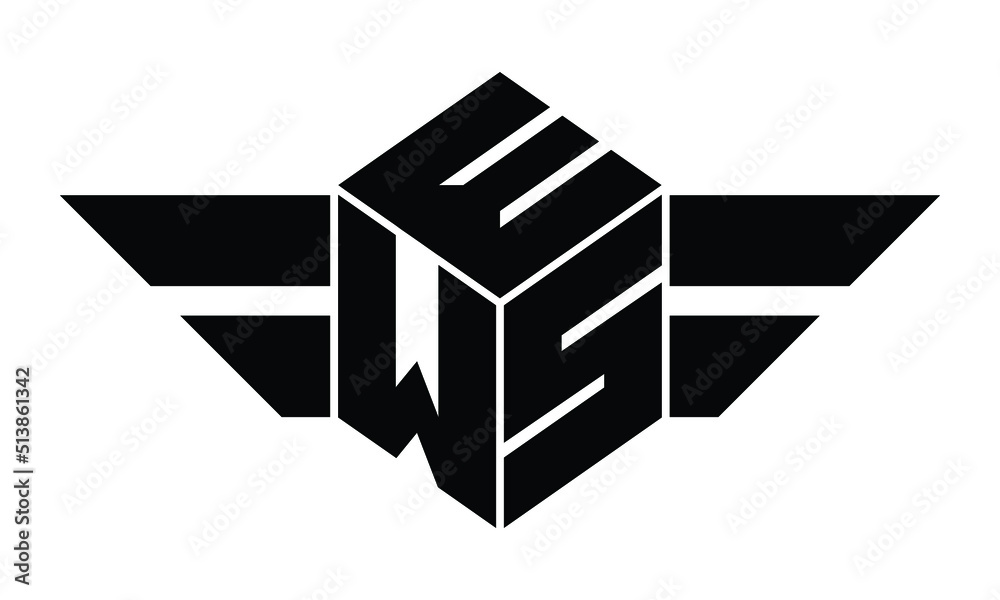 EWS three letter gaming logo in polygon cube shape logo design vector ...