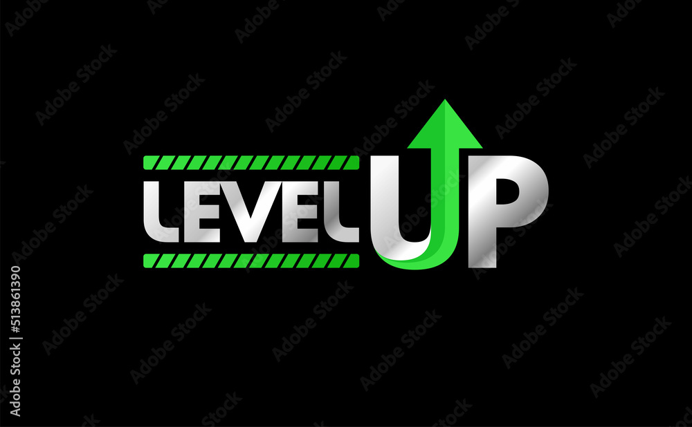 Level Up Typography with arrow icon. simply, modern, unique. vector ...